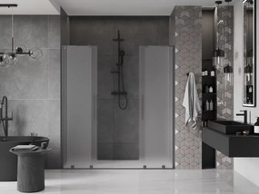 Mexen Velar L Duo, posuvné sprchové dveře do otvoru 170 cm, 8mm sklo námraza, broušený grafit, 871-170-003-32-95