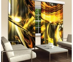 DIMEX | Hotové závěsy - kusový fotozávěs Zlatý abstrakt CU-280-025 | zlatá | 280 x 245 cm