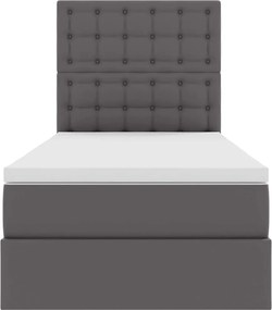 Postel s úložným prostorem s čelo Šedá 90 x 200 cm Umělá kůže 3371651