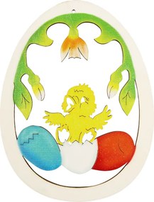 AMADEA Dřevěná dekorace vajíčko kuře, velikost 18 cm, český výrobek
