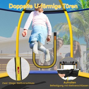 Costway Zahradní trampolína Ø 223 cm se skluzavkou, nosnost 270 kg