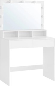 Toaletní stolek, toaletní stůl se 9 LED žárovkami, bílý