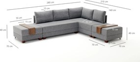 Hanah Home Rohová pohovka FLY krémová 280 cm s lenoškou vpravo 825BLC2671