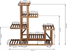Kaskádový stojan na květiny 95 cm, hnědý SPRINGOS PLANT 11