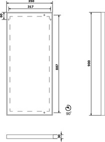 Sapho, AROWANA zrcadlo v rámu 350x900mm, černá mat, AWB3590