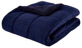 Tmavě modrý prošívaný přehoz z mikroplyše na dvoulůžko 200x220 cm Cosy Cord – Catherine Lansfield