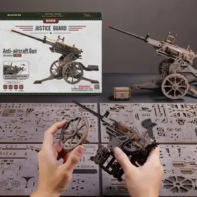 RoboTime Protiletadlové dělo / 3D dřevěná mechanická skládačka / 133 d