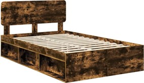 Rám postele Kouřový dub 120 x 200 cm Masivní borové dřevo 3412100