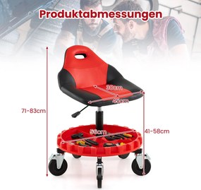Costway Pojízdná stolička do dílny Mechanická stolička na kolečkách s nastavením