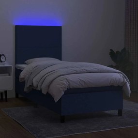 Box spring postel s matrací a LED modrá 80 x 200 cm textil 3134675