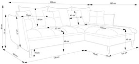 Rohová sedací souprava Glam, tmavě zelená látka, pravý roh
