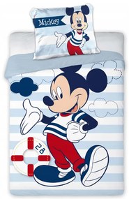 Textylia Bavlněné dětské povlečení do postýlky 90x120cm / 40x60cm Myška Mickey modré