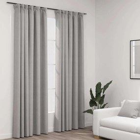 Zatemňovací závěsy s háčky vzhled lnu 2 ks šedé 140 x 225 cm 321173