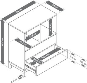 Tchibo - Vysoká komoda se 2 zásuvkami - barva: béžová