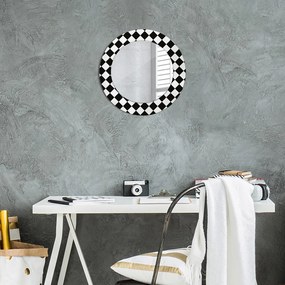 Kulaté dekorativní zrcadlo Šachový stůl fi 50 cm