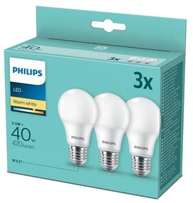 Philips | SADA 3x LED Žárovka Philips E27/5,5W/230V 2700K | P4439
