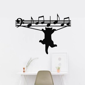 dřevo života Dřevěný obraz CAT MUSIC Zvolte rozměr (cm): 40x29, Zvolte barvu dekoru: Černá