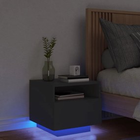 Noční stolek s LED osvětlením kouřový dub 40 x 39 x 37 cm