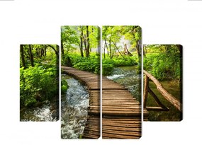Vícedílný obraz Dřevěné Molo V Lese Nedostatek Nedostatek Plátno Canvas 200x150