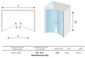 EBS Star Sprchové dvoukřídlé dveře 80 cm chrom, sklo point