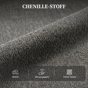 HOMCOM relaxační polohovací křeslo s otáčením 360° a houpáním, manuální chenille, široké sedadlo, vysoké opěradlo, opěrka nohou a boční kapsy, světle…
