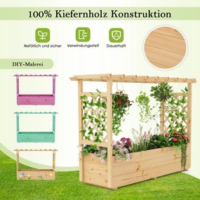 Costway Vyvýšený záhon s mříží a závěsnou střechou Truhlík na rostliny s mříží