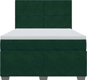 Box spring postel s matrací tmavě zelená 140x190 cm samet 3293203