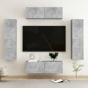 4dílný set TV skříněk betonově šedý kompozitní dřevo