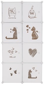 Kondela Dětská modulární skříň, bílá/hnědý vzor, KIRBY