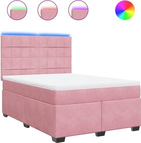 Box spring postel s matrací růžová 140x200 cm samet 3293235