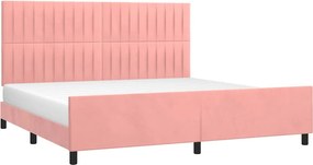 Rám postele s čelem růžový 200x200 cm samet 3125902