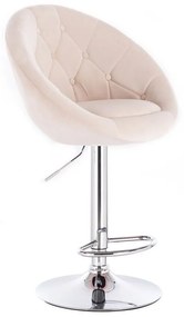 LuxuryForm Barová židle VERA VELUR na stříbrné kulaté podstavě - krémová