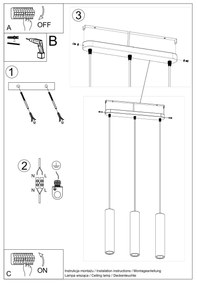 Závěsné svítidlo Luvo, 3x betonové stínítko