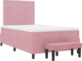 Postel s boxspringem s čelo Růžová 190 x 120 cm samet 3344437