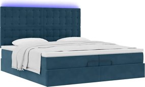 osmanská postel s matracemi a LED diodami tmavě modrá 200x200cm 3314490