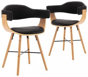 Jídelní židle 2 ks ohýbané dřevo / umělá kůže Dekorhome Černá / světle hnědá