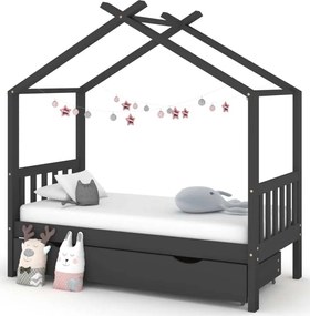 vidaXL Rám dětské postele se zásuvkou masivní borovice 80x160 cm [322149] Barva: Tmavě šedá