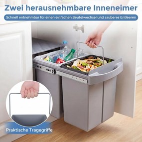 Costway Kuchyňský odpadkový koš s 2 přihrádkami Výsuvný kuchyňský odpadkový koš