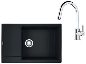 Franke - Kuchyňský set G260MČ, fragranitový dřez MRG 611-78 BB a baterie FS 3229.031, matná černá/chrom 114.0700.723