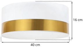 Stropní svítidlo Elegance, 1x zlaté/bílé textilní stínítko, (bílé plexisklo), (fi 40cm)