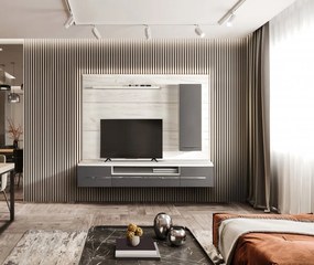 TV konsole TENDENZA - dub sněhový/šedý lesk