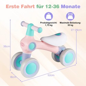 Costway Dětské balanční kolo s nastavitelným měkkým sedadlem a 4 tichými kolečky