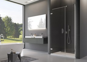 Sanswiss PUR PU31P jednokřídlé sprchové dveře 120 cm Šířka: 1200 mm, Profil: Chrom, Sklo: Mastercarré 30