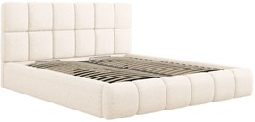 OnaDnes -20% Světle béžová čalouněná dvoulůžková postel MICADONI Bellis 160 x 200 cm