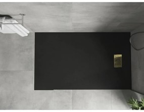Mexen Hugo, obdélníková sprchová vanička SMC 150 x 80 cm, černá, zlatá krytka, 42708015-G