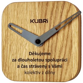 KUBRi 0039 - nástěnné dubové hodiny textem dle Vašeho zadání