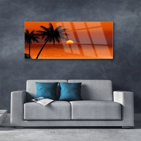 akrylový obraz Palma Moře Slunce Krajina 125x50 cm