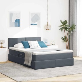 Postel s úložným prostorem s čelo Tmavě šedá 140 x 190 cm samet 3370696