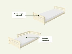 Benlemi Nízké dětské jednolůžko ze dřeva TULY se dvěma čely Zvolte barvu: Světle šedá, Zvolte rozměr: 80x190 cm, Zvolte zábranu: S přední zábranou