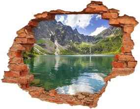 Wallmuralia Díra 3D ve zdi nálepka Morské oko Tatry 90x70 cm